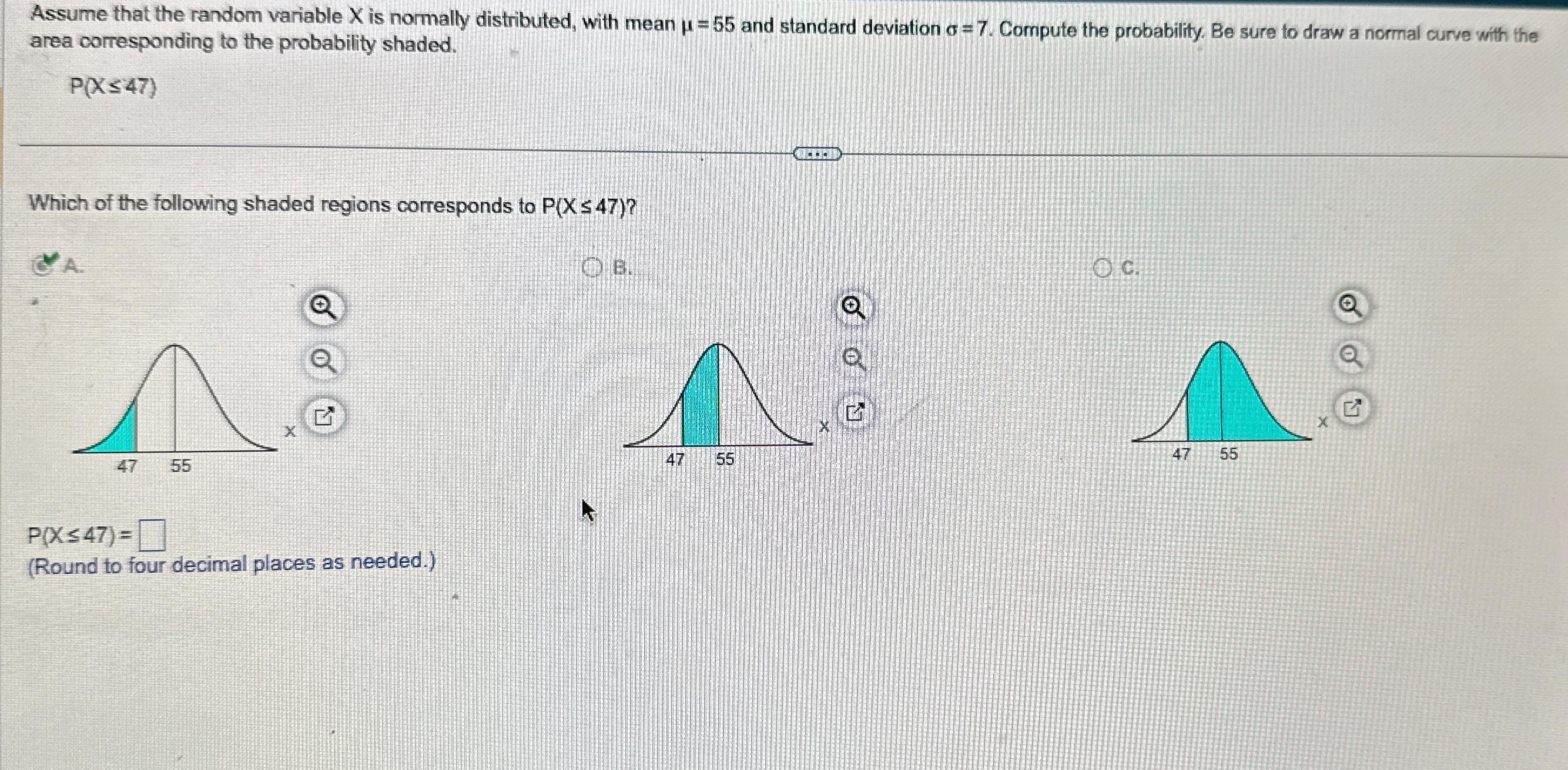 Solved Assume that the random variable x ﻿is normally | Chegg.com
