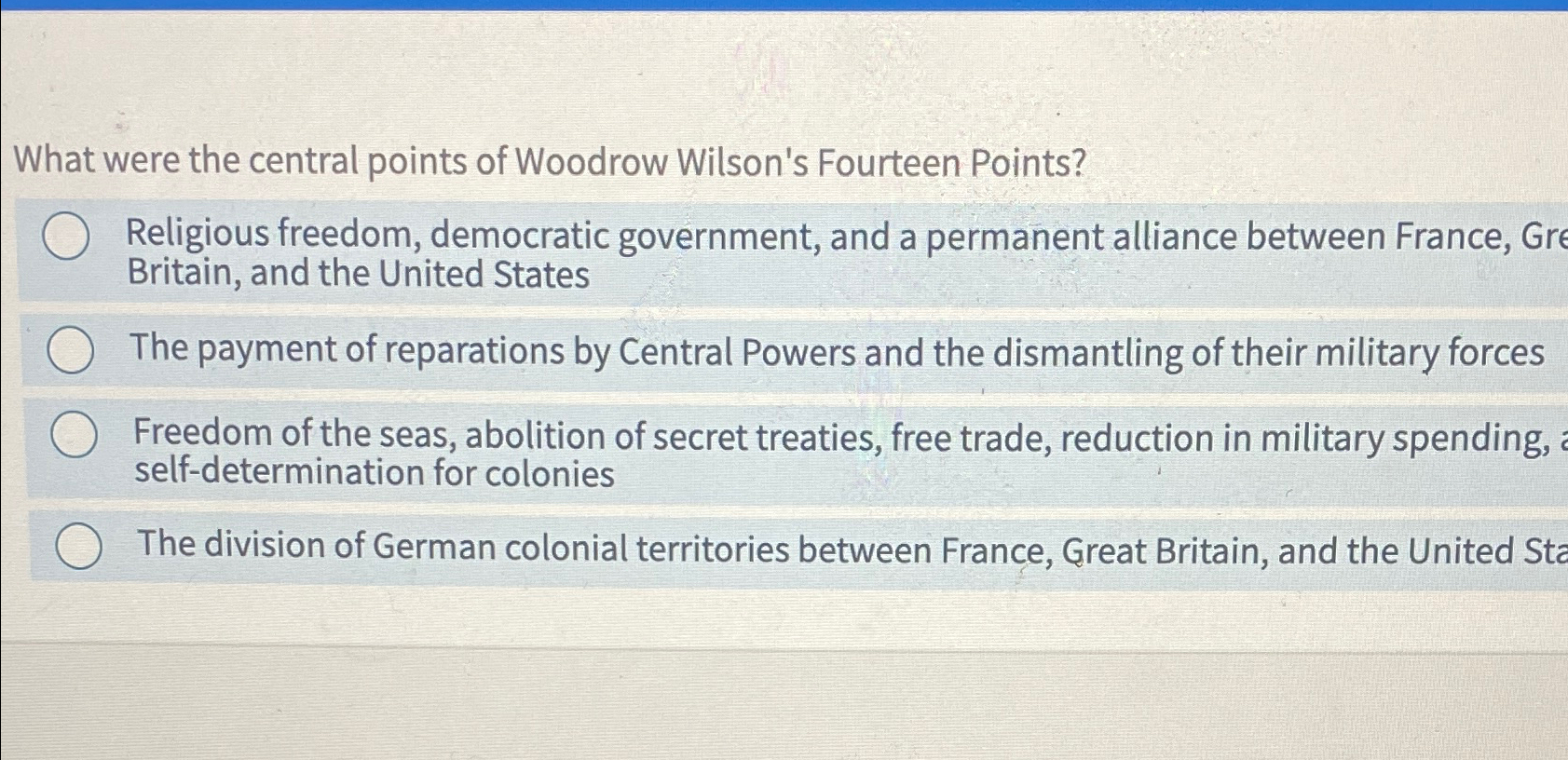 Solved What were the central points of Woodrow Wilson's | Chegg.com