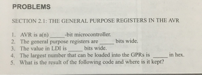 Solved PROBLEMS SECTION 2.1: THE GENERAL PURPOSE REGISTERS | Chegg.com