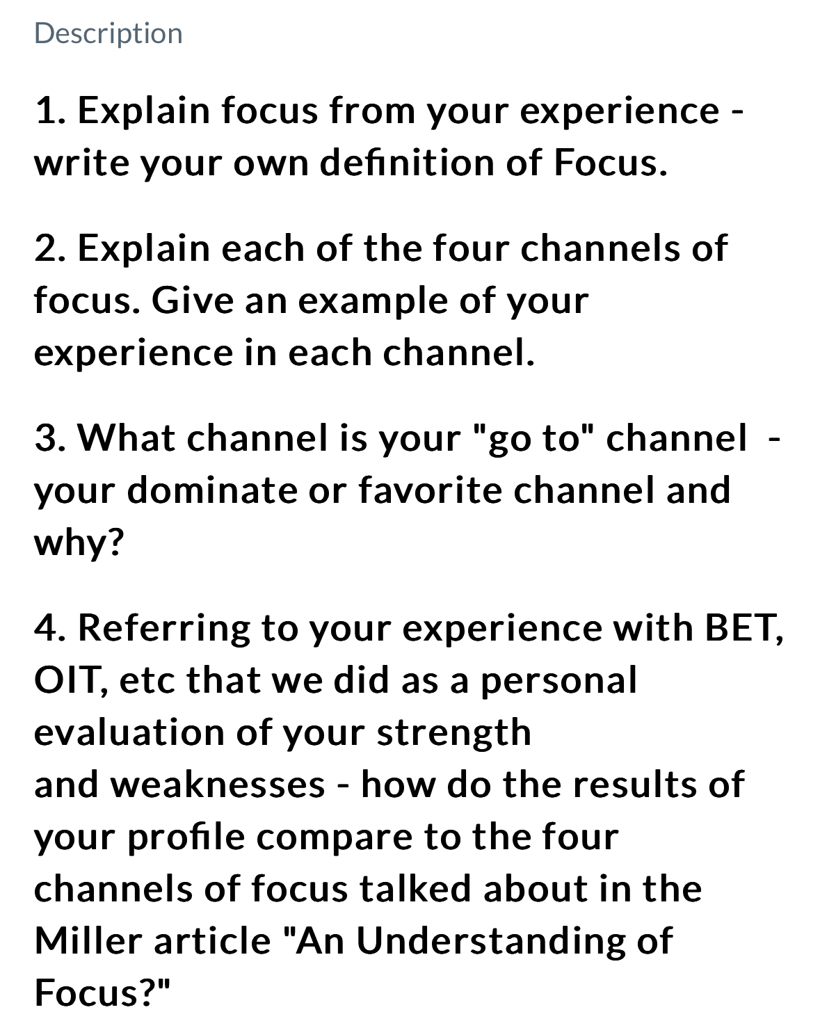 Solved DescriptionExplain focus from your experience write | Chegg.com