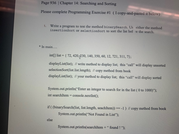 Solved Page 936 Chapter 14: Searching and Sorting Please | Chegg.com