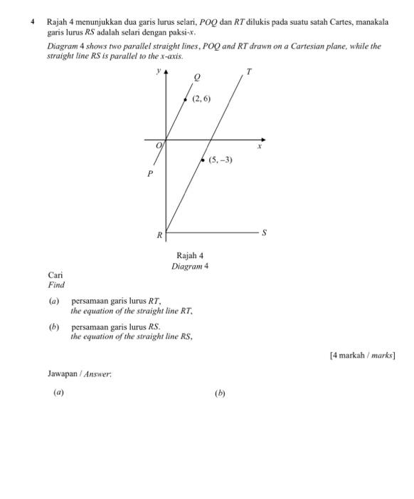 Solved Rajah 4 menunjukkan dua garis lurus selari, POQ dan | Chegg.com
