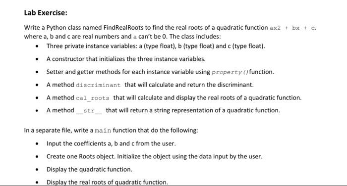 Solved Lab Exercise Write A Python Class Named