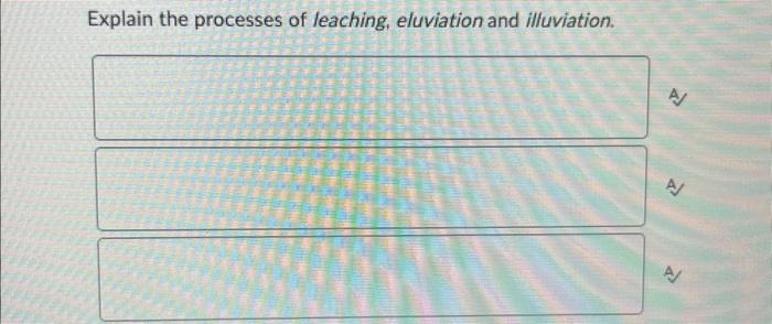 Solved Explain the processes of leaching, eluviation and | Chegg.com