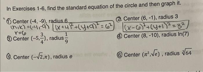 Solved In Exercises 1-6, find the standard equation of the | Chegg.com