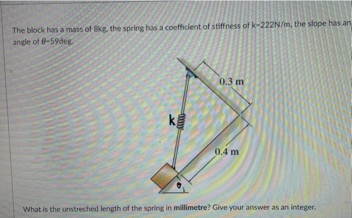 Solved The block has a mass of 8 kg, the spring has a | Chegg.com