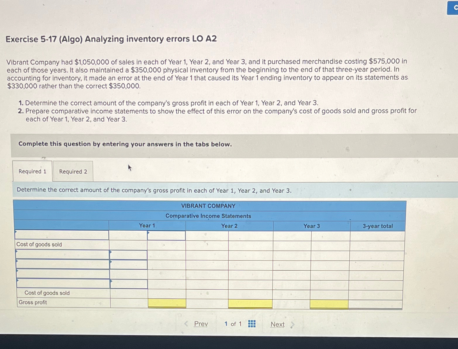 Solved Exercise 5-17 (Algo) ﻿Analyzing inventory errors LO | Chegg.com