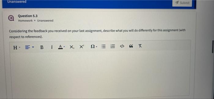 Solved Homework Question 5.1 Homework – Unanswered In your | Chegg.com