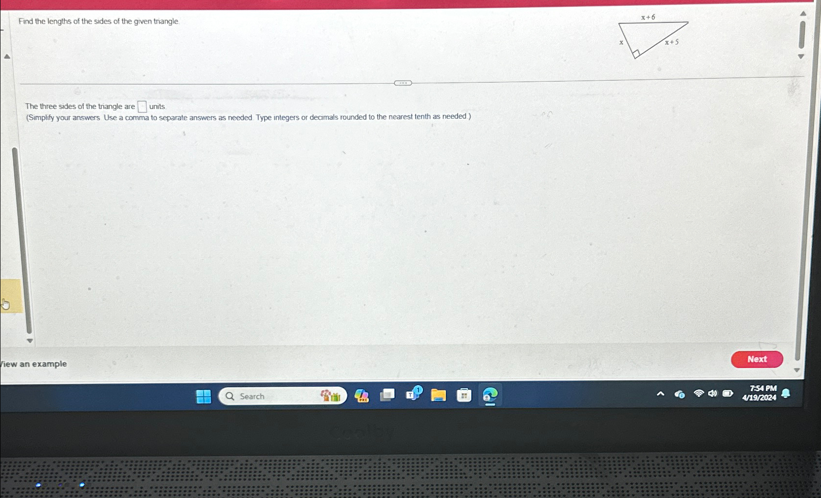 Solved Find the lengths of the sides of the given | Chegg.com