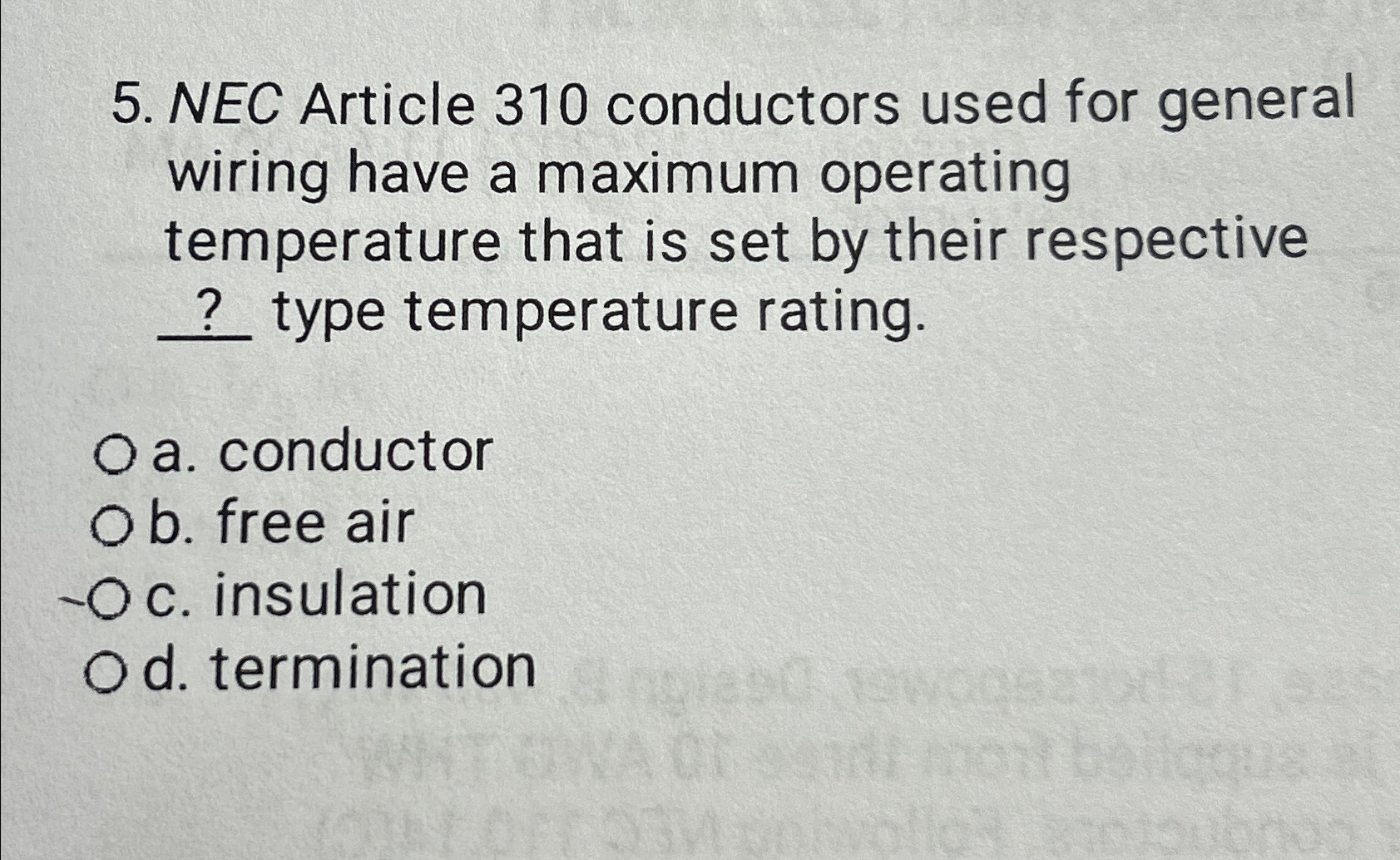 Solved NEC Article 310 ﻿conductors used for general wiring | Chegg.com