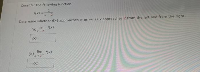 Solved Consider the following function. f(x)=x−21 Determine | Chegg.com