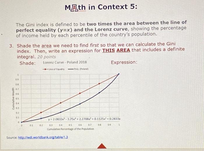 Solved MAth in Context 5: U The Gini index is a statistical | Chegg.com