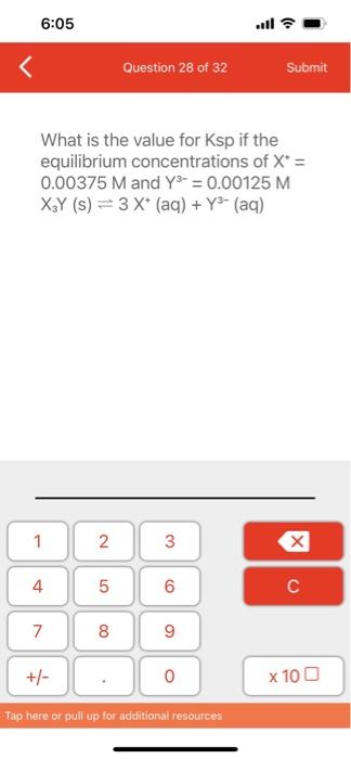 Solved What is the value for Ksp if the equilibrium | Chegg.com