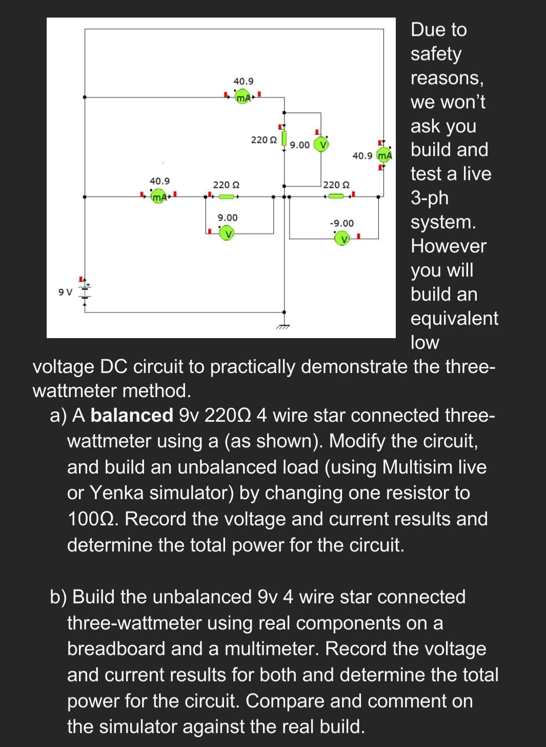 Solved voltage DC circuit to practically demonstrate the | Chegg.com