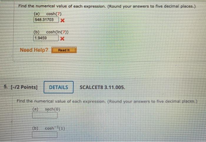 Solved Find the numerical value of each expression. (Round | Chegg.com