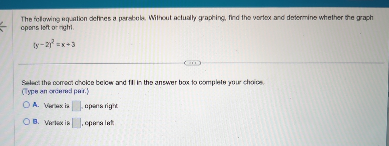 Solved The following equation defines a parabola. Without | Chegg.com