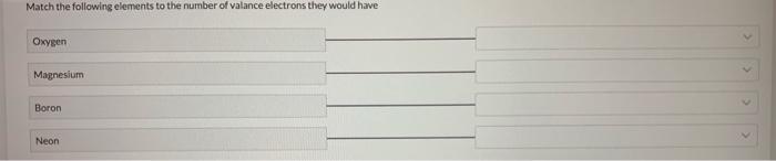 Solved Match the following elements to the number of valance | Chegg.com