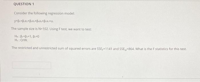 Solved Consider the following regression model: | Chegg.com