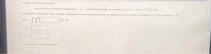 Solved Consider the following surface. the part of the | Chegg.com
