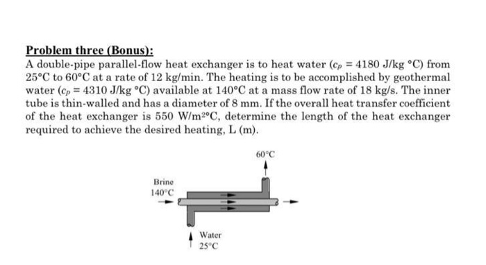 Solved Problem three (Bonus): A double-pipe parallel-flow | Chegg.com