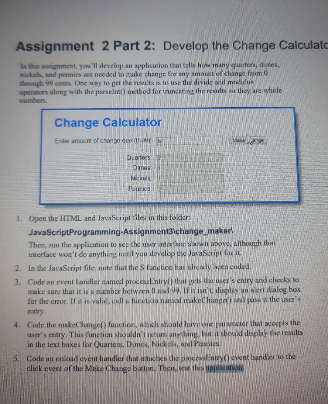 Solved JavaScript Programming Assignment 2 Part 1: Develop | Chegg.com