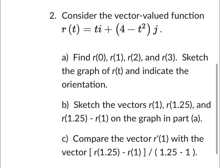 Solved 2. Consider the vector-valued function | Chegg.com