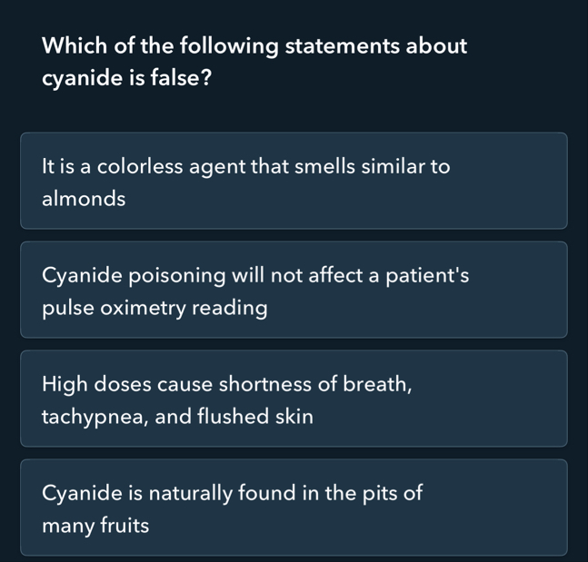 Solved Which of the following statements about cyanide is | Chegg.com