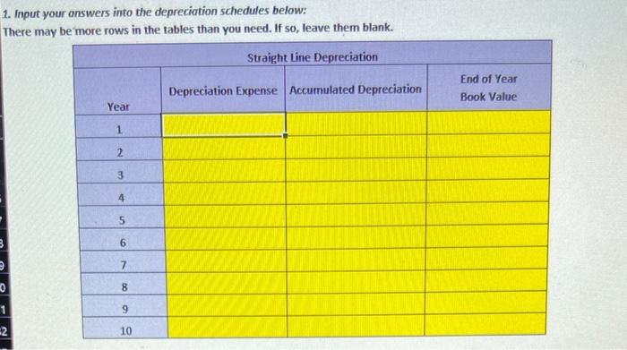 6) A depreciation schedule for the equipment using | Chegg.com