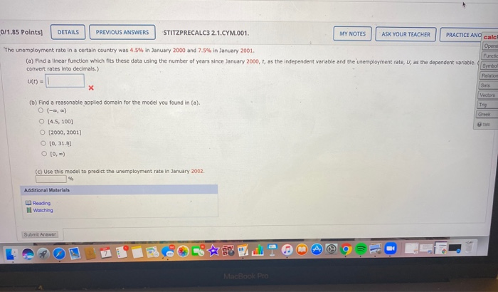 Solved 0/1.85 Points] DETAILS PREVIOUS ANSWERS STITZPRECALC3 | Chegg.com