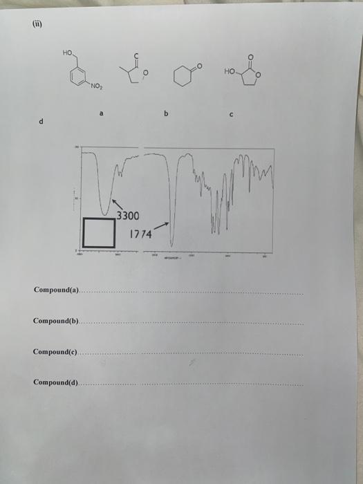 Solved HO Hoe HO "NO b c d mm 3300 1774 Compound(a) | Chegg.com