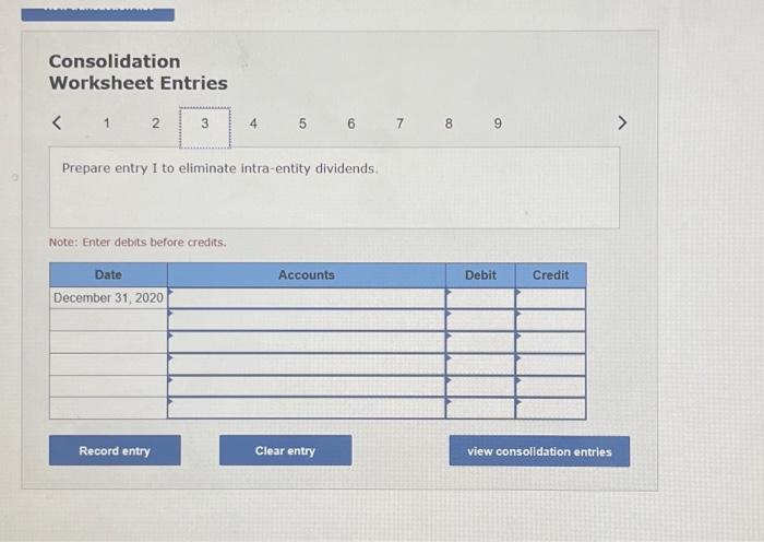 Consolidation Worksheet Entries 567 Prepare entry E | Chegg.com