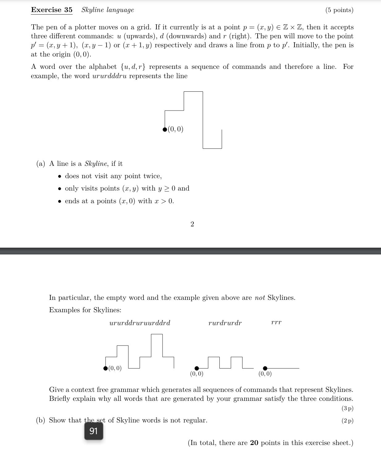 Solved Exercise 35 ﻿Skyline languageThe pen of a plotter | Chegg.com