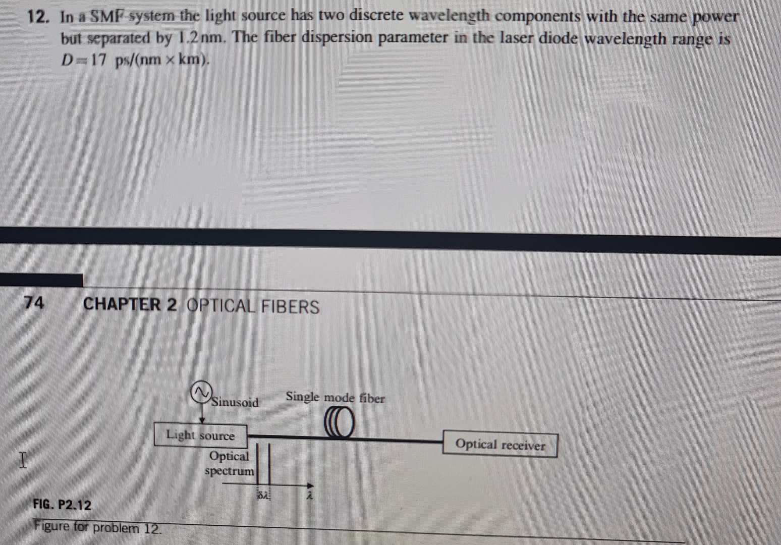 In a SMF system the light source has two discrete | Chegg.com