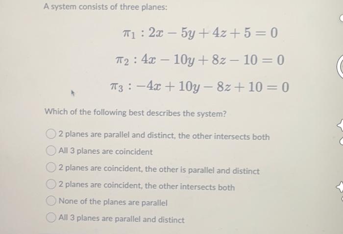 Solved A system consists of three planes: | Chegg.com
