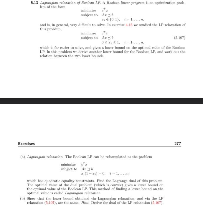 Solved 5 13 Lagrangian Relaxation Of Boolean Lp A Boolean