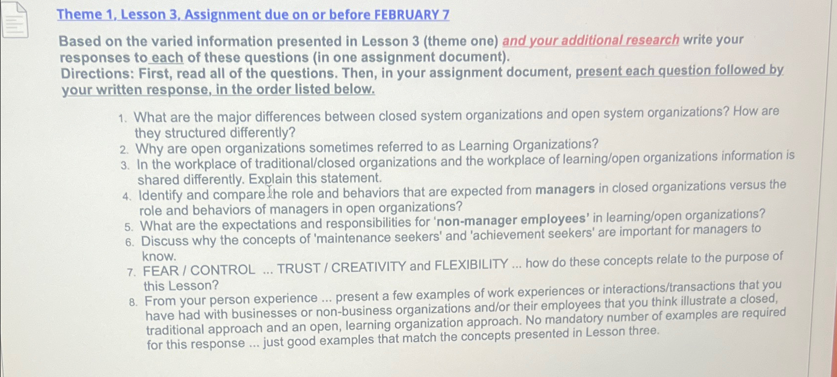Solved Theme 1, ﻿Lesson 3, ﻿Assignment due on or before | Chegg.com