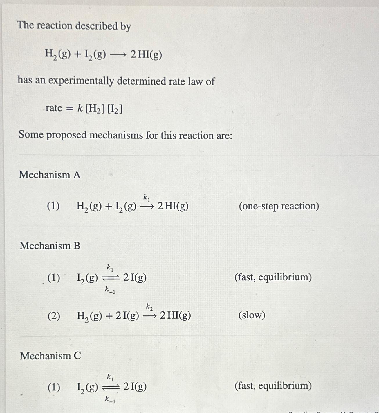 Solved The reaction described | Chegg.com