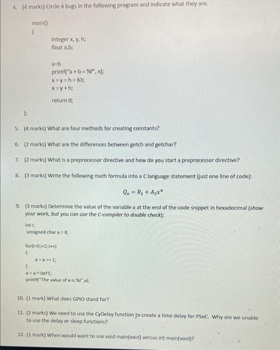 Solved 2. (4 marks) What would the value of check be in the | Chegg.com