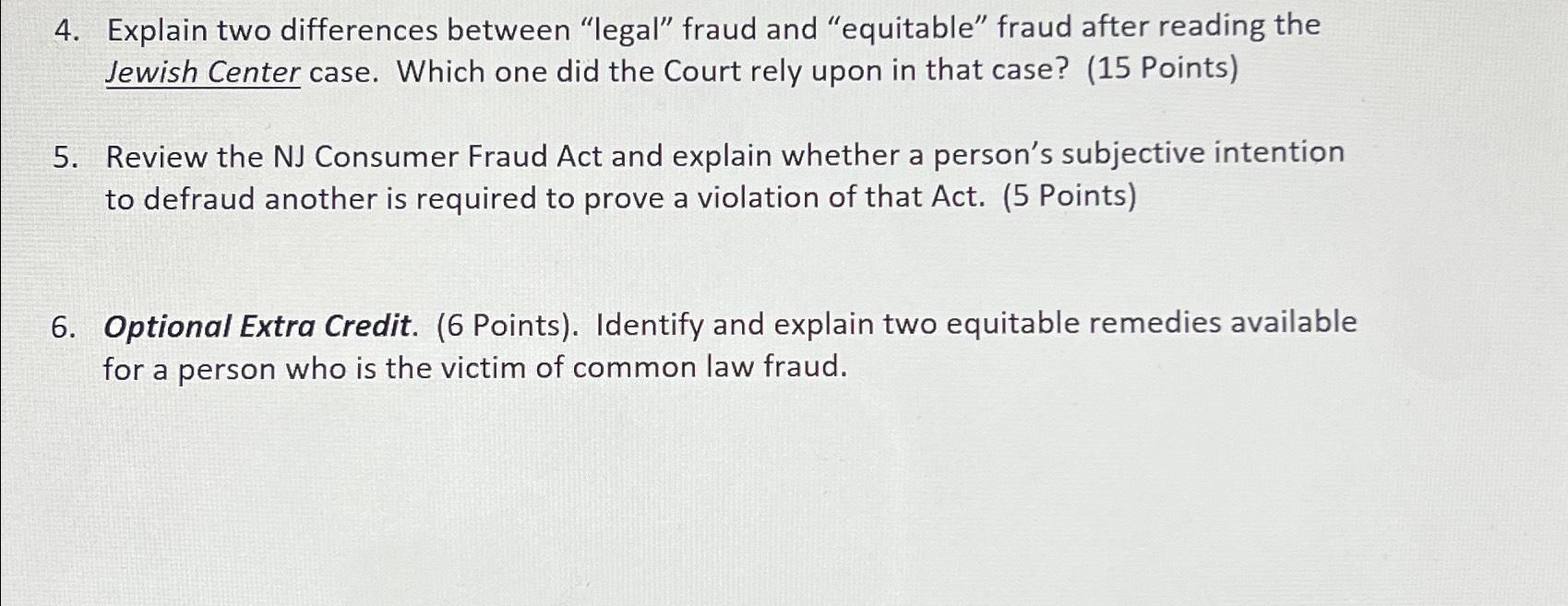 Solved Explain two differences between "legal" fraud and | Chegg.com