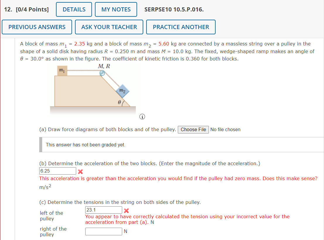 Solved A block of mass m1=2.35kg ﻿and a block of mass | Chegg.com