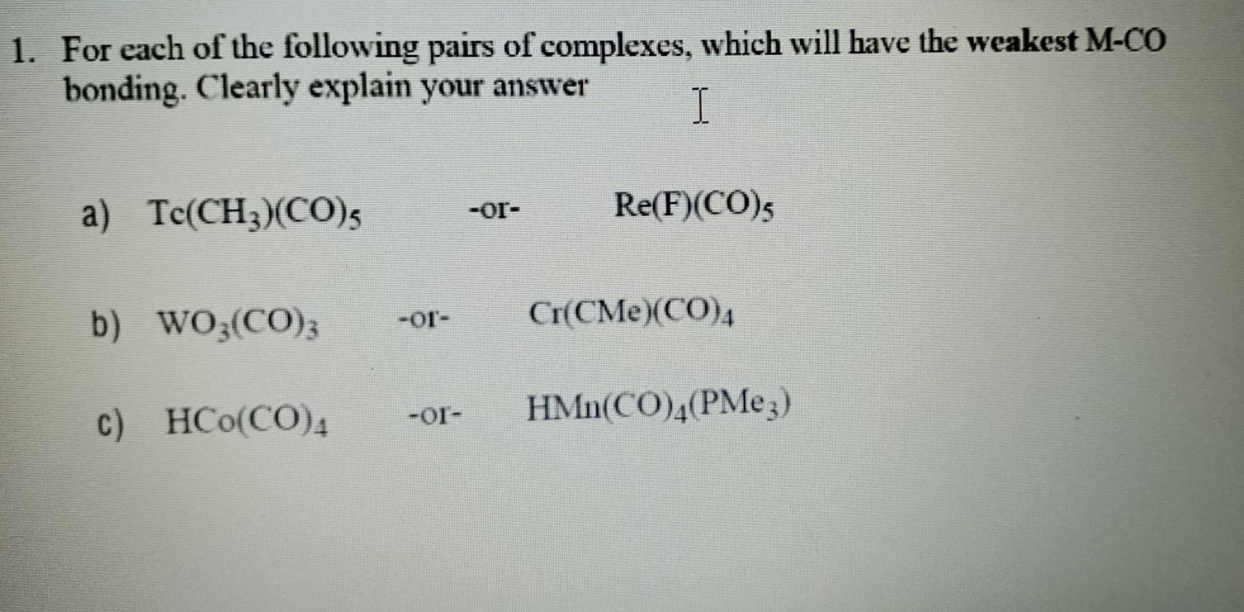 Solved 1. For each of the following pairs of complexes, | Chegg.com