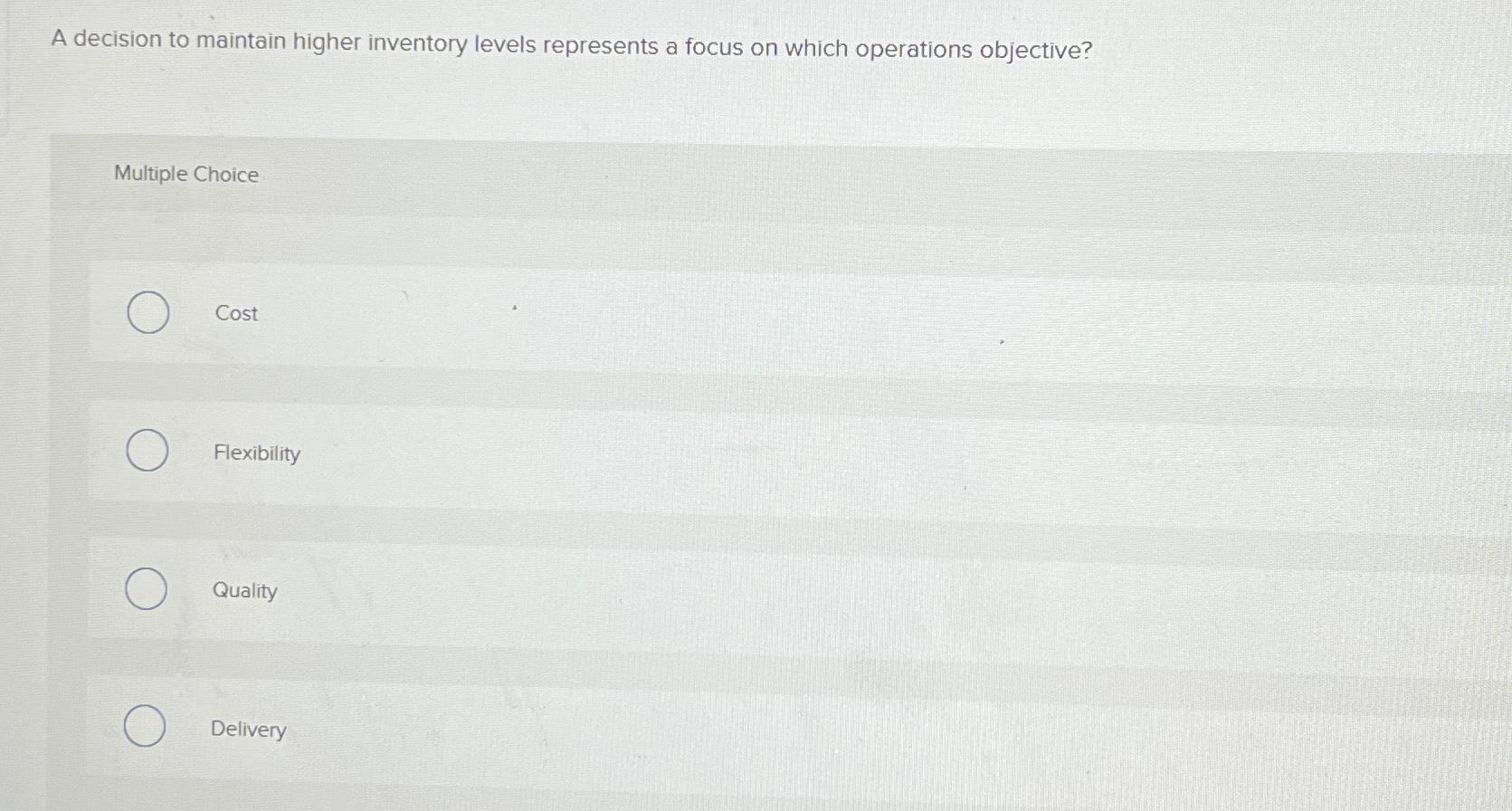 Solved A decision to maintain higher inventory levels | Chegg.com