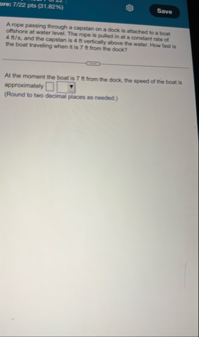 Solved ore: 7/22 ﻿pts (31.82%)A rope passing through a | Chegg.com