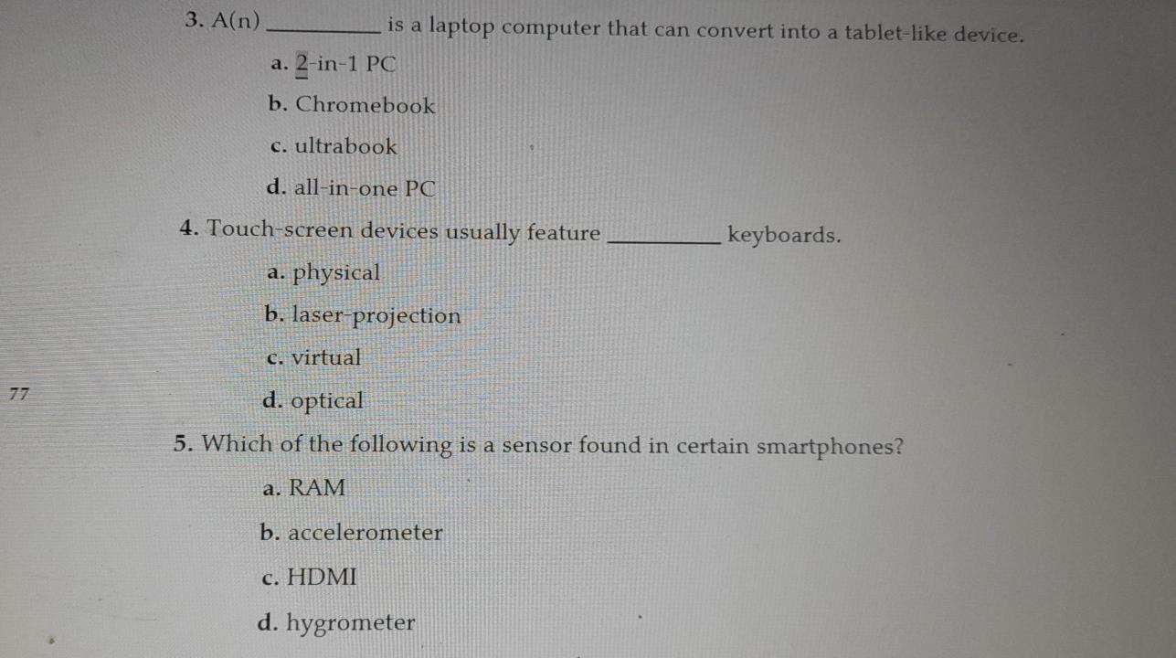 Solved 1. Which of the following functions of a computer is | Chegg.com