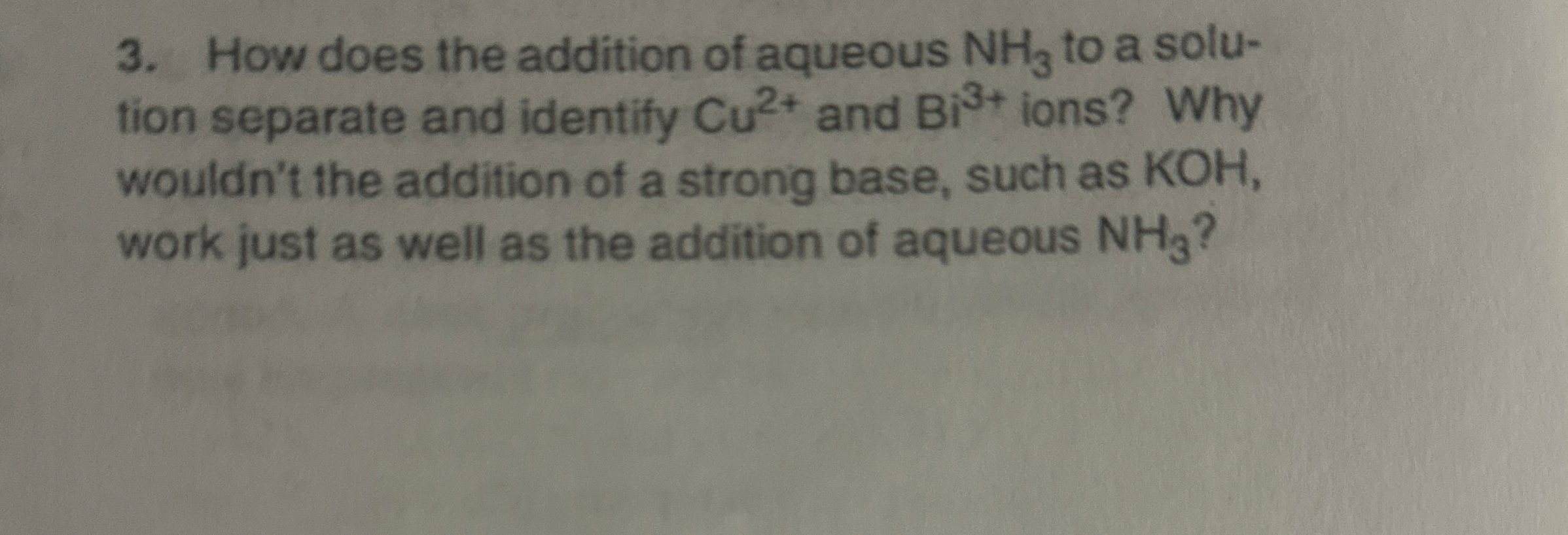 Solved How does the addition of aqueous NH3 ﻿to a solution | Chegg.com