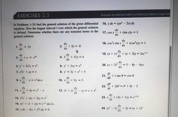 Solved EXERCISES 2.3 Answers to selected odd-numbered | Chegg.com