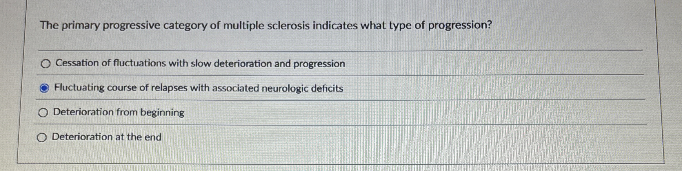 Solved The primary progressive category of multiple | Chegg.com
