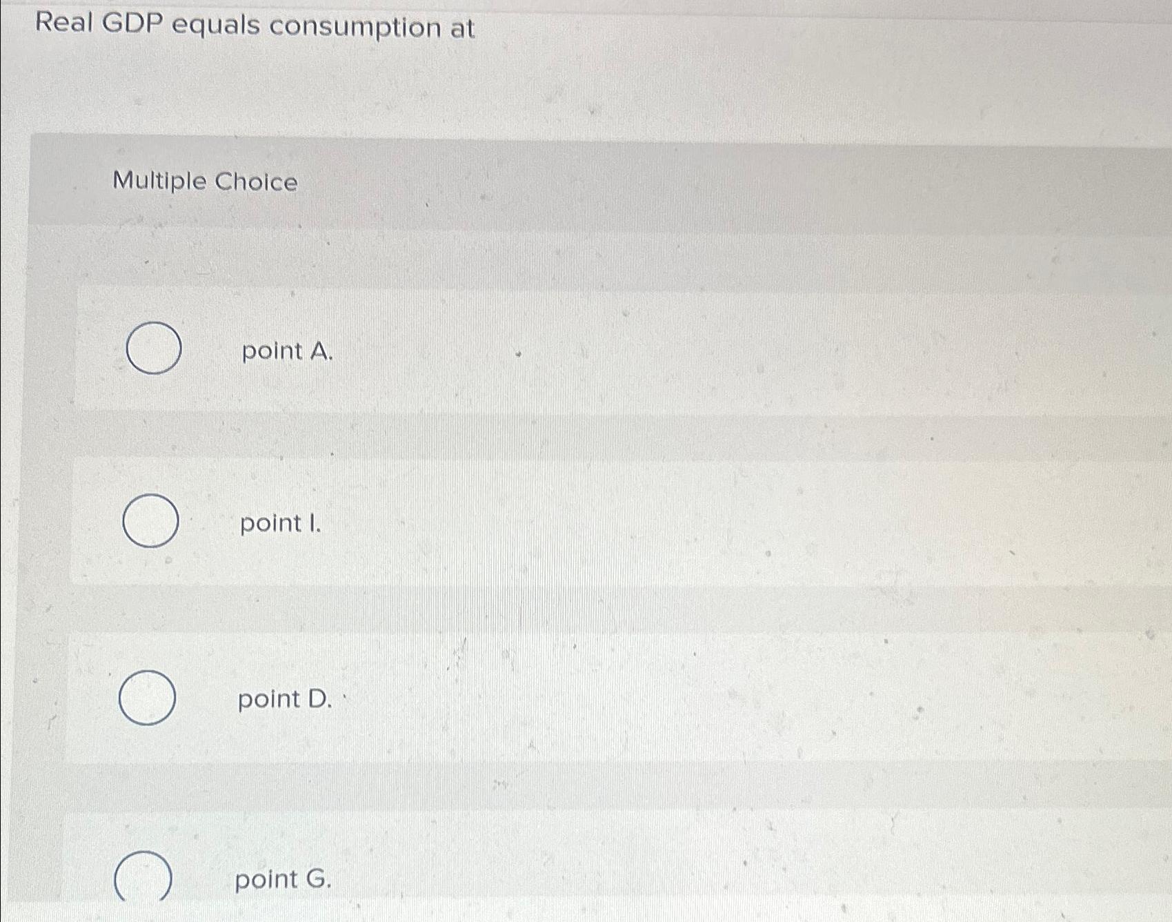Solved Real GDP equals consumption atMultiple Choicepoint | Chegg.com
