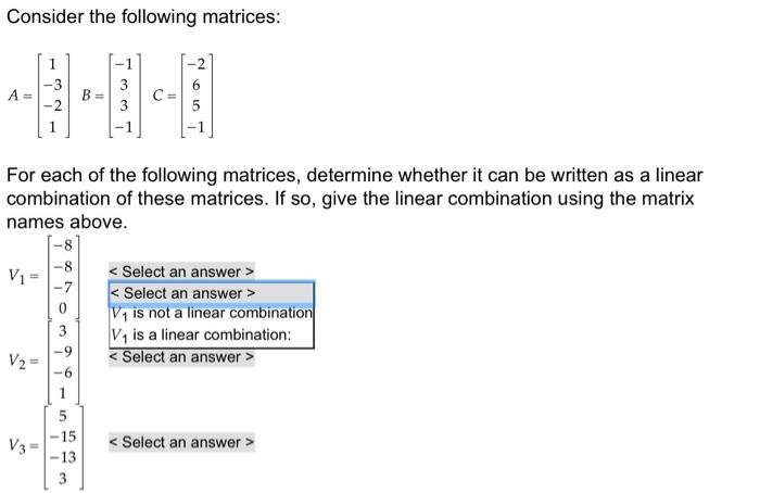 Solved Consider the following matrices: | Chegg.com