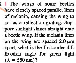 Solved . | ﻿The wings of some beetles have closely spaced | Chegg.com